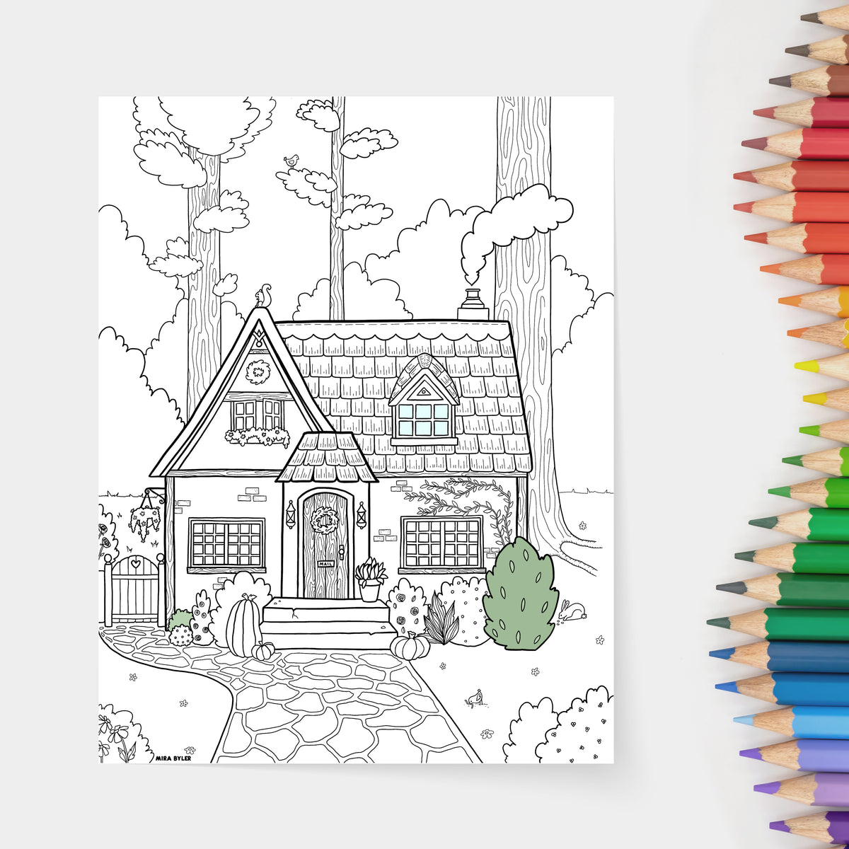 Cozy Cottage - Digital Coloring Page – Mira Byler, LLC