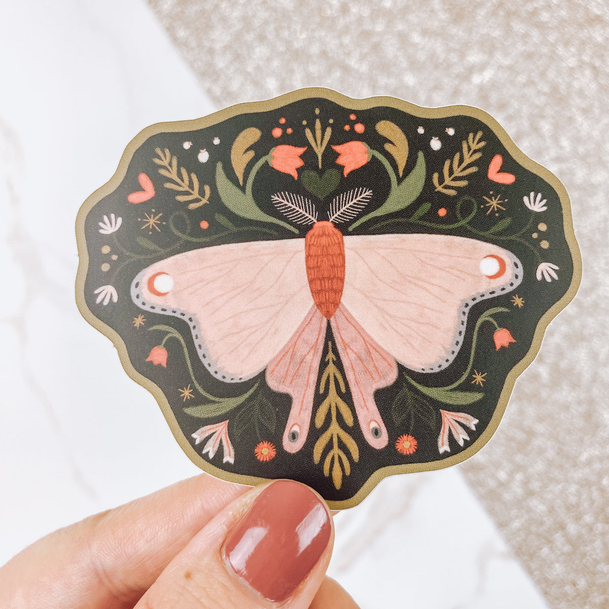 Folk Art Moth - Matte Vinyl Sticker – Mira Byler, LLC