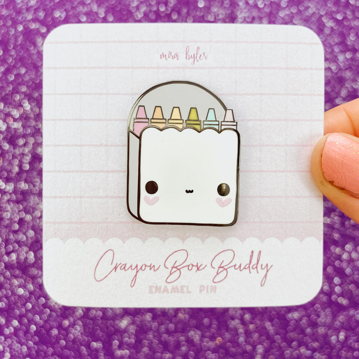 Crayon Box Buddy Enamel Pin – Mira Byler, LLC